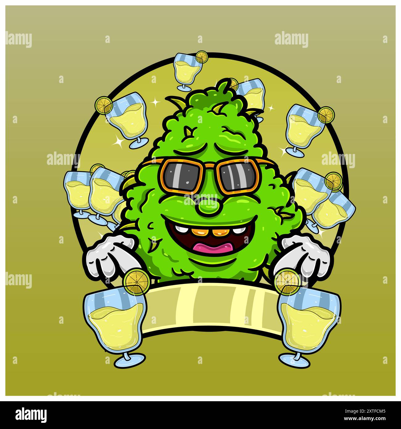 Weed Bud Cartoon With Margarita Flavor. Weed Design For Logo, Label and ...