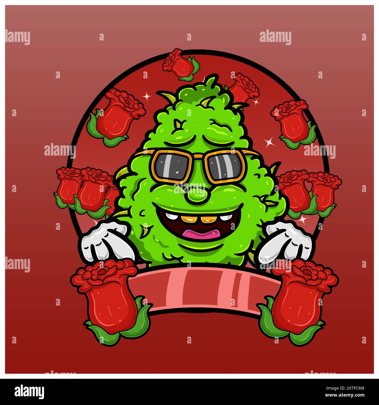 Weed Bud Cartoon With Rose Flavor. Weed Design For Logo, Label and ...