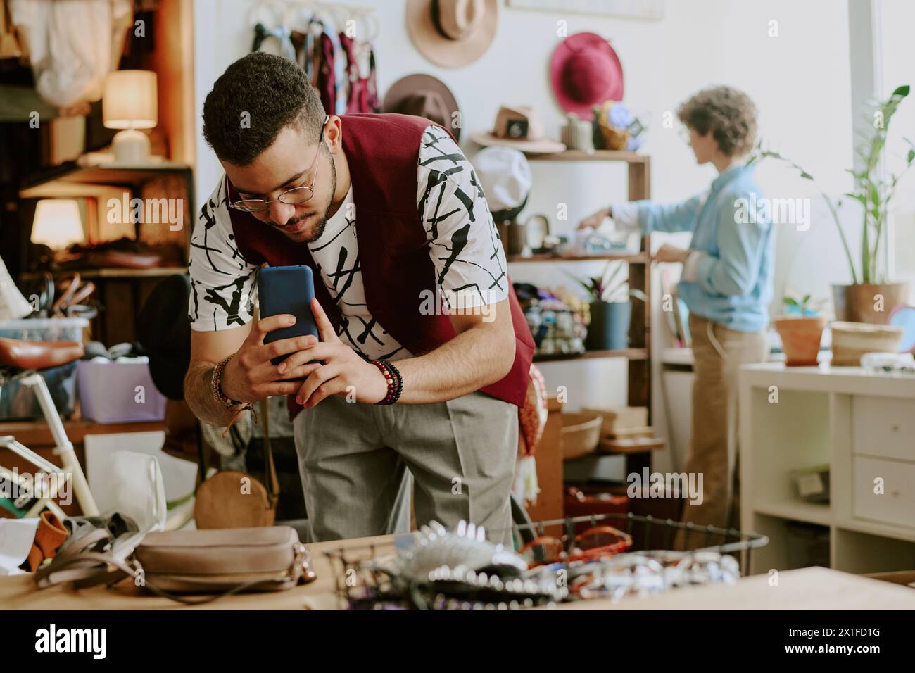 Capturing Moment Two Men Interacting in Retail Setting Stock Photo - Alamy