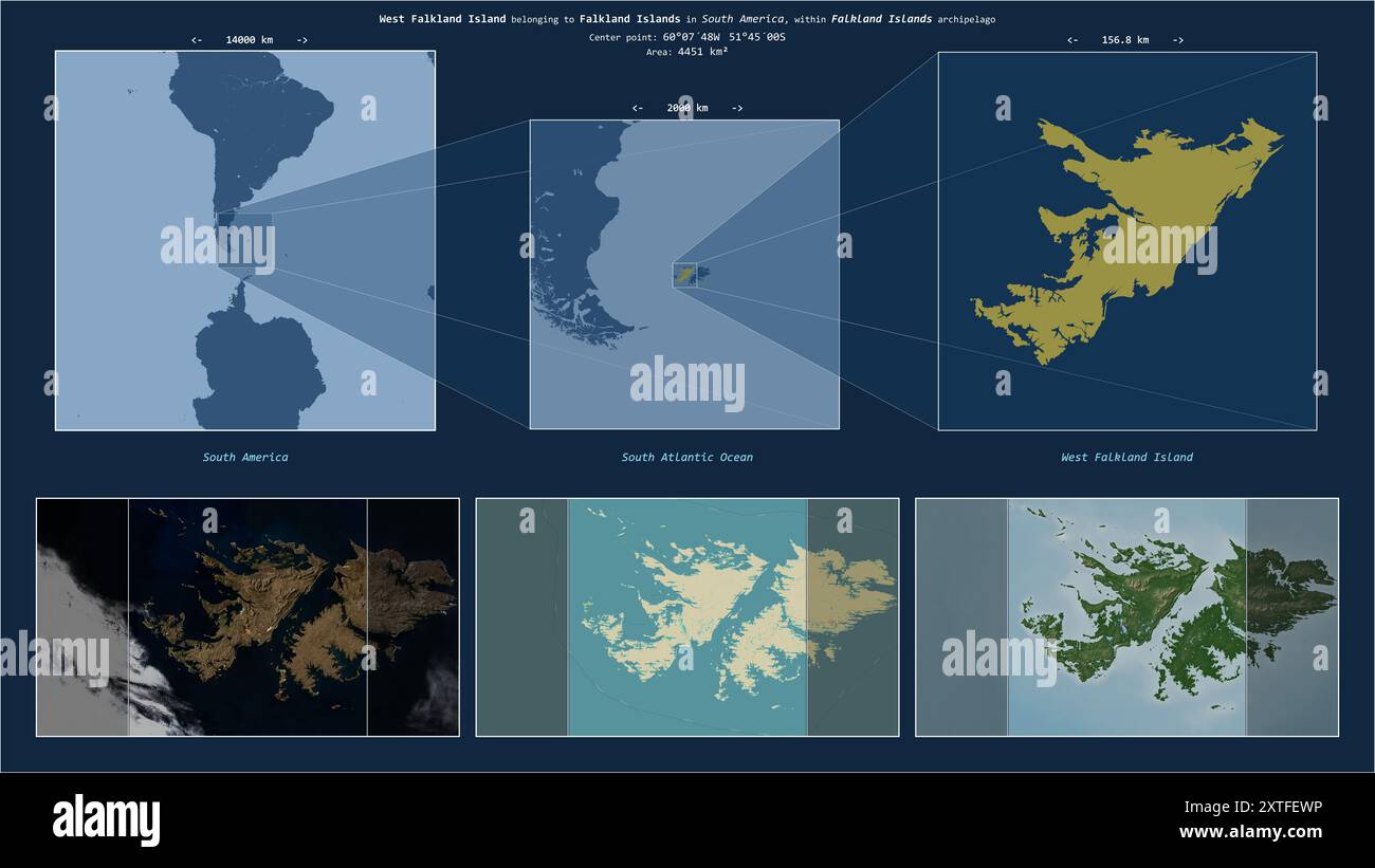 West Falkland Island in the South Atlantic Ocean - belonging to Falkland Islands. Described ...