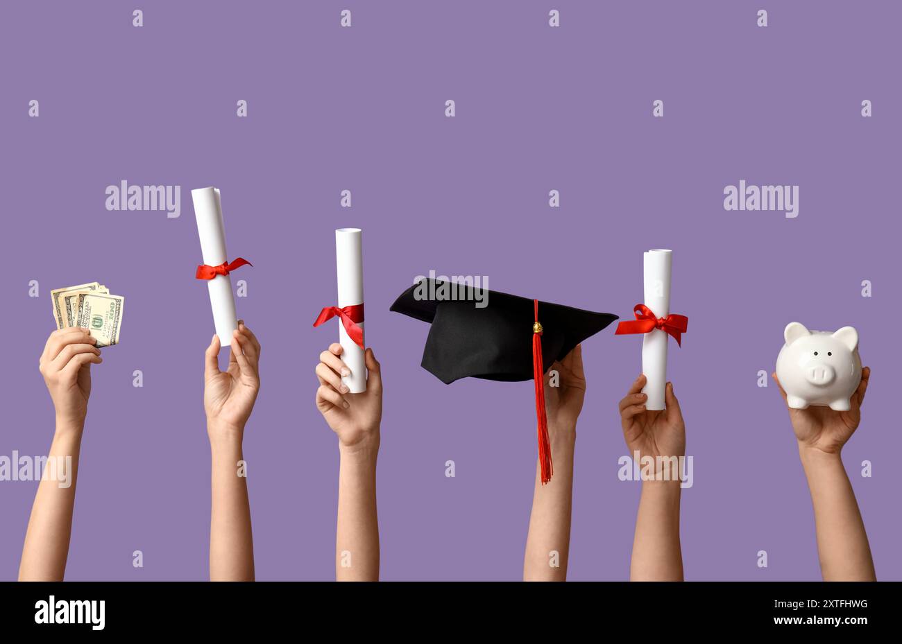 Female hands money diploma hi-res stock photography and images - Alamy