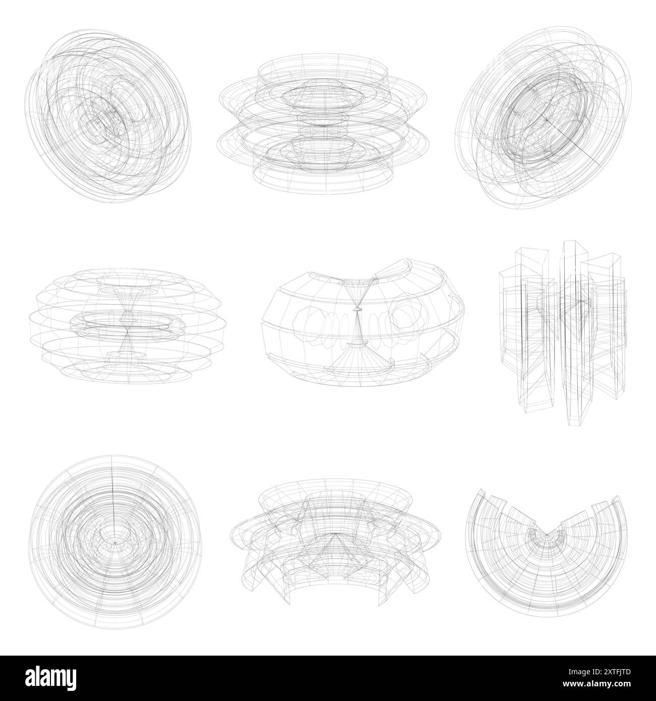 Technical drawings of abstract parts and shapes. Vector industrial and ...