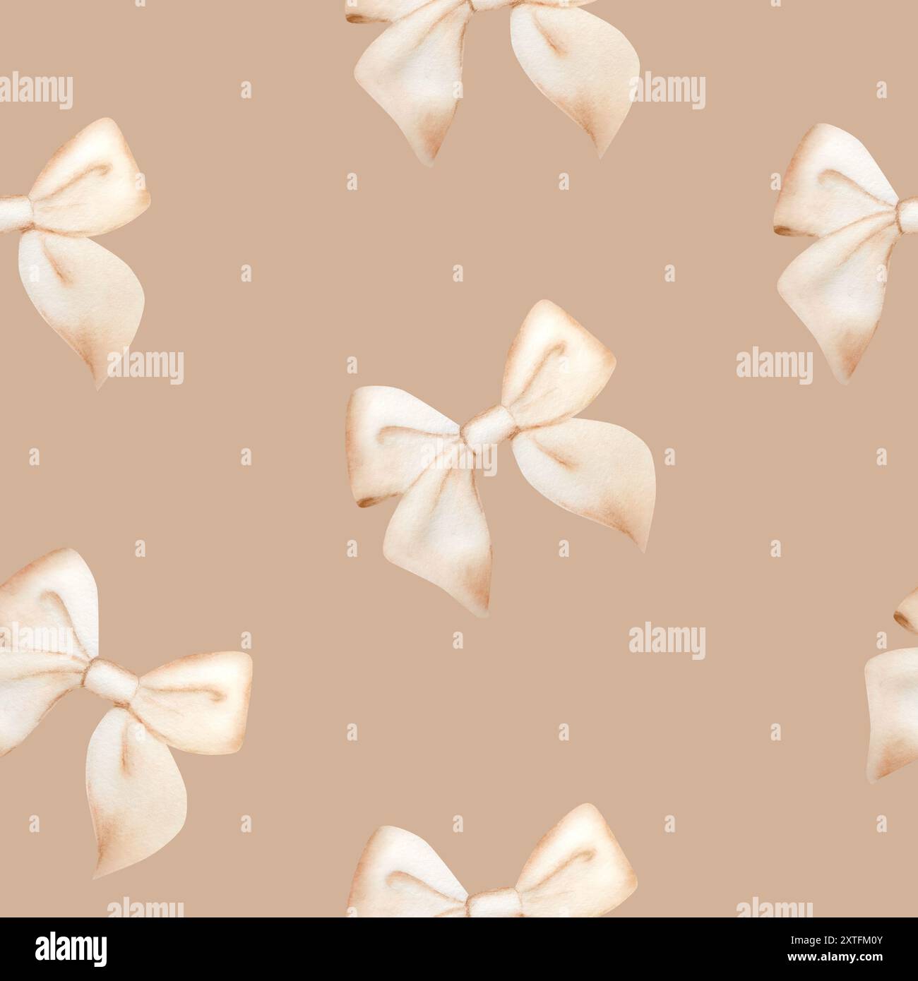 Seamless pattern with birthday and holiday pastel ribbon bow. Hand ...