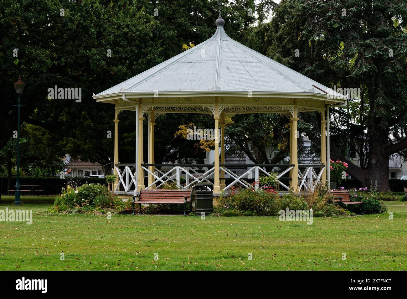 Victoria Park Band Rotunda, Rangiora, South Island, New Zealand. It has ...