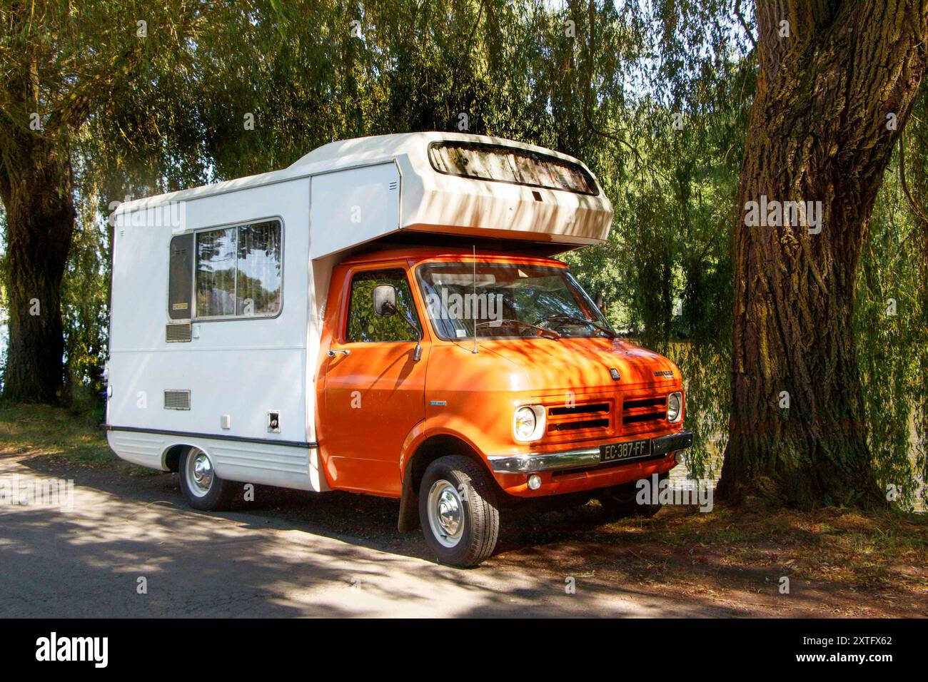 vintage orange Bedford CF campervan motorhome Stock Photo - Alamy