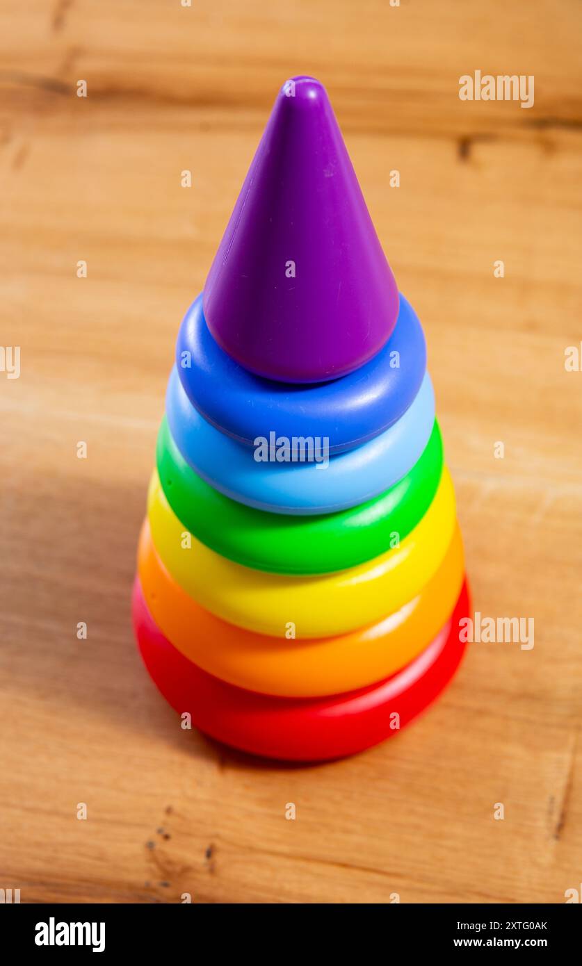 Rainbow plastic stacking tower hi-res stock photography and images - Alamy