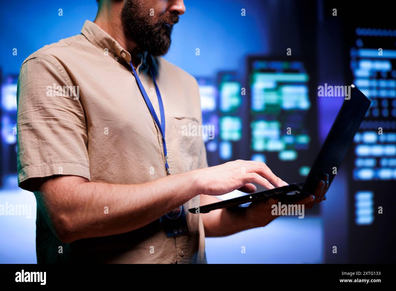 Proficient Employee Ensuring High Tech Server Hub Systems Provide Redundancy Automatic Failover