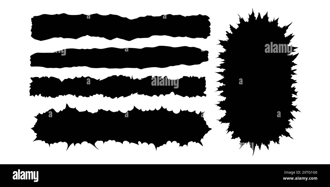 Black grunge texture. Torn paper isolated. Vector set Stock Vector ...