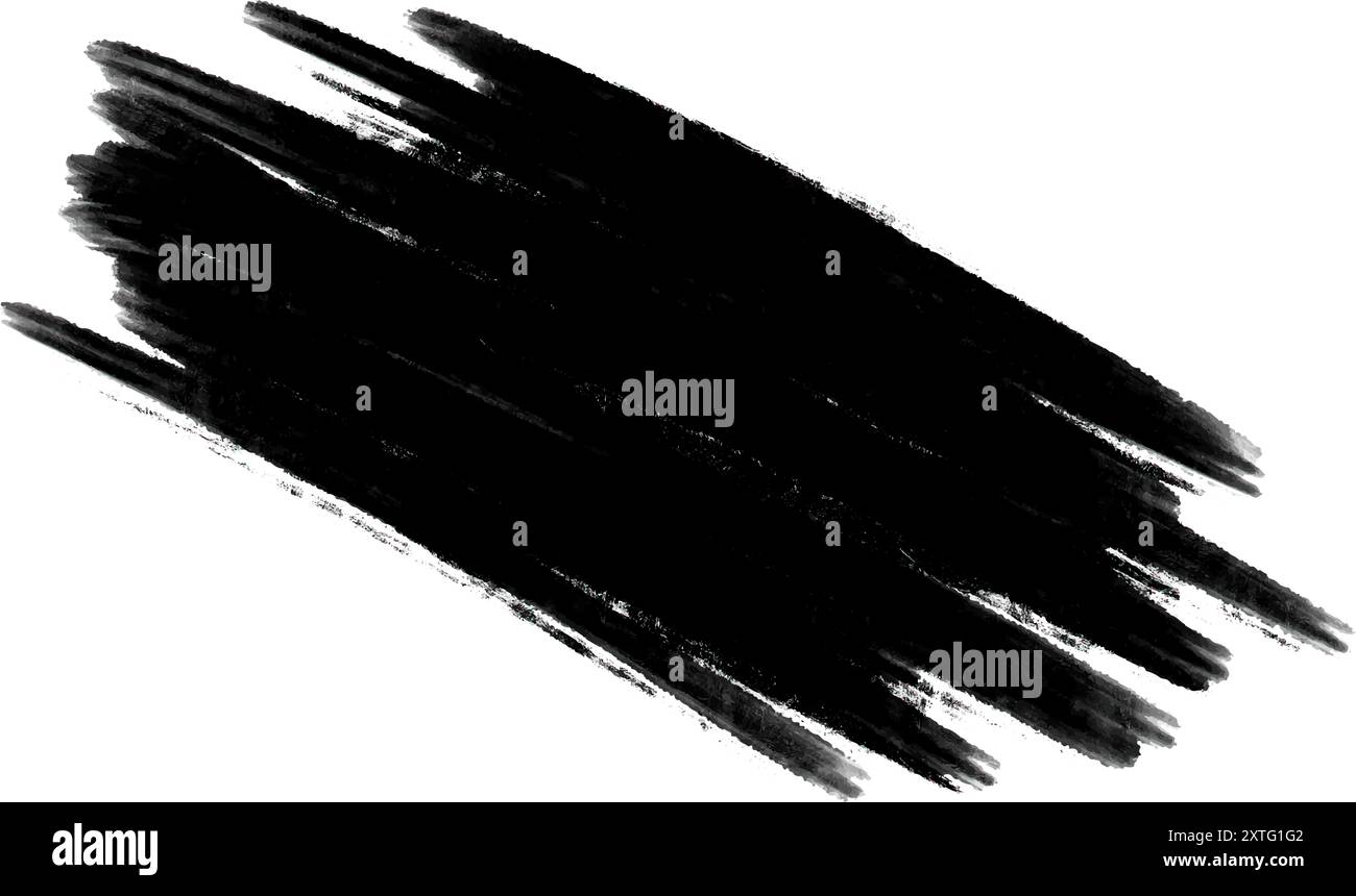 Grunge Paint stripe. Distressed banner. Black isolated paintbrush. Dry ...