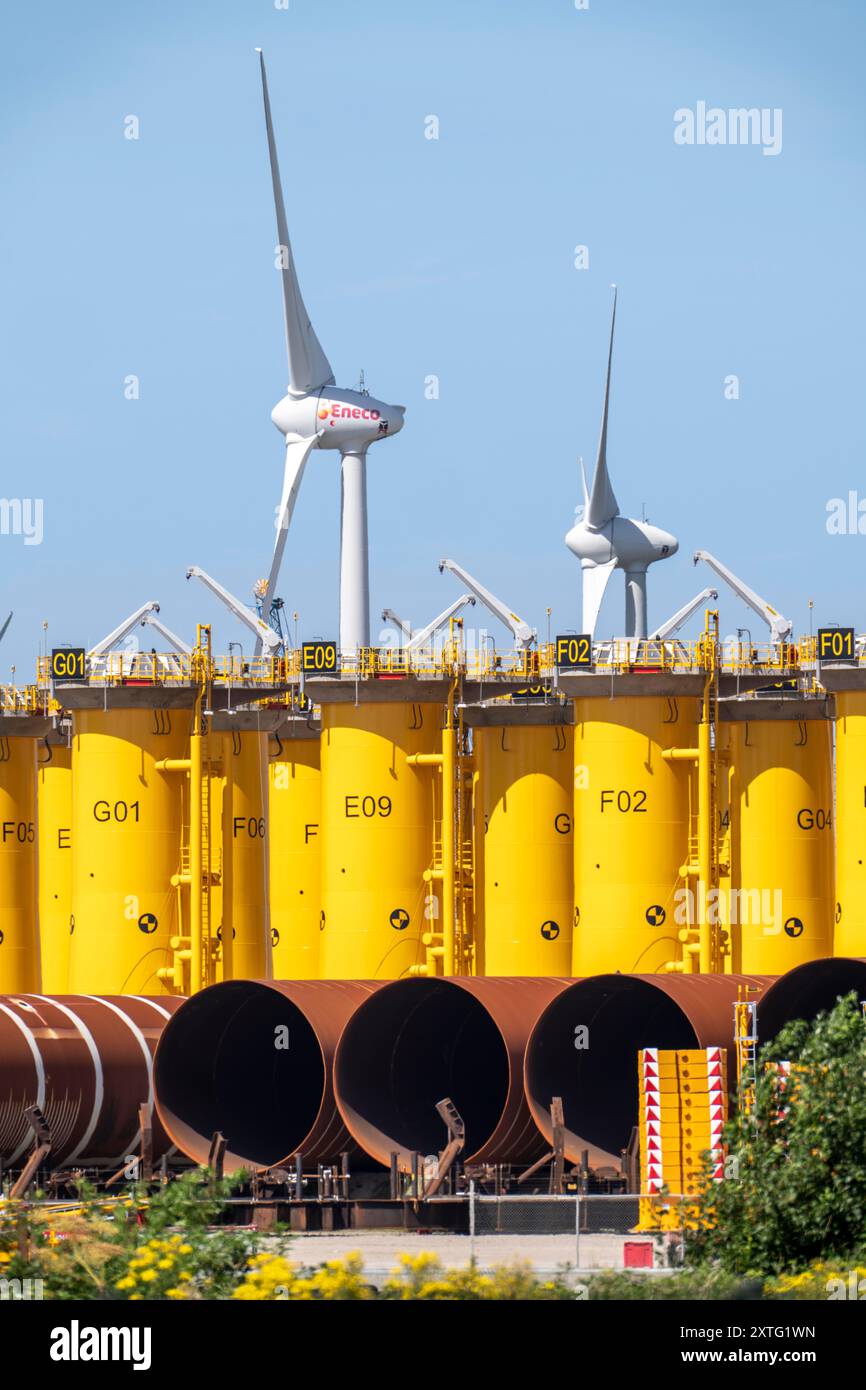 Transhipment point for offshore wind turbines, which are transported ...