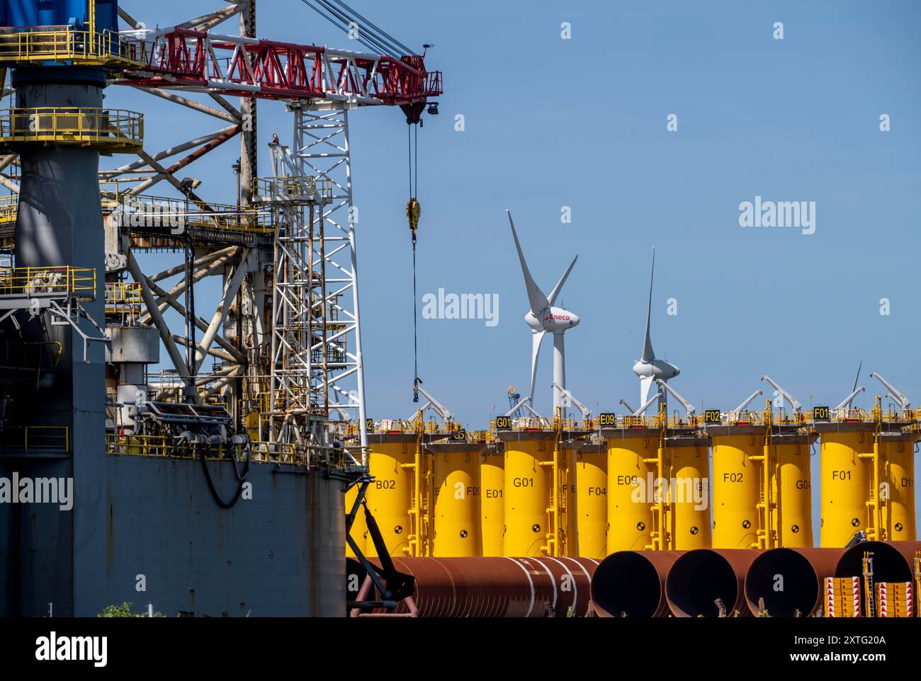 Transhipment point for offshore wind turbines, which are transported ...