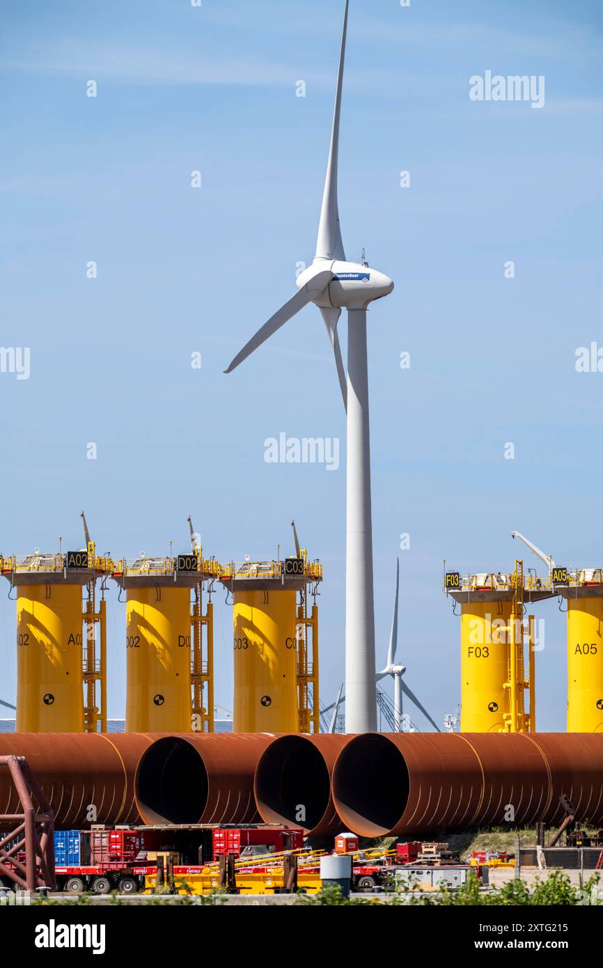 Transhipment point for offshore wind turbines, which are transported ...