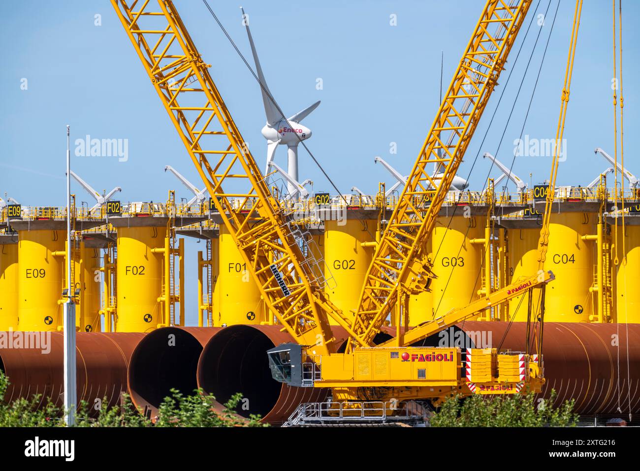 Transhipment point for offshore wind turbines, which are transported ...
