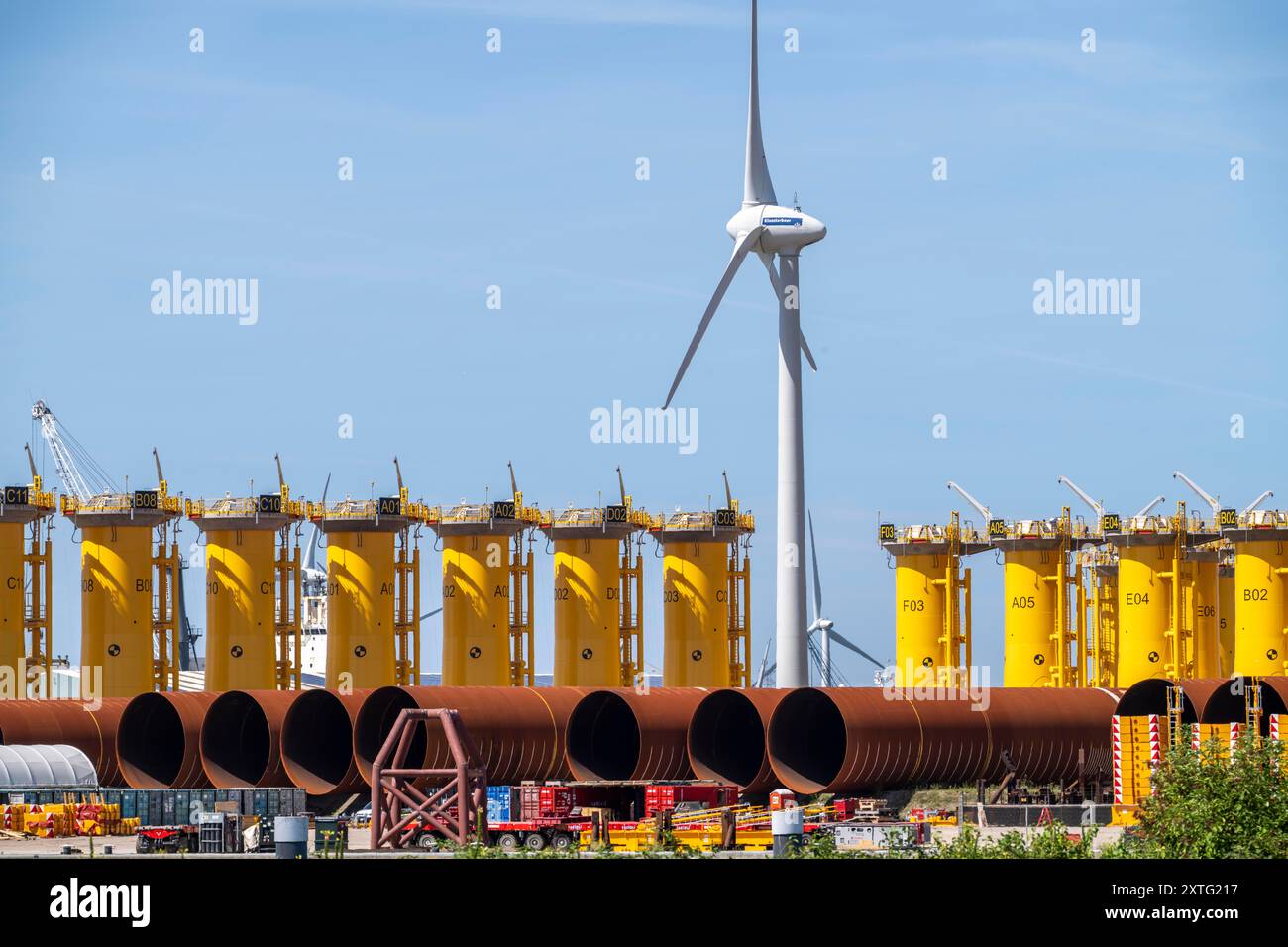 Transhipment point for offshore wind turbines, which are transported ...