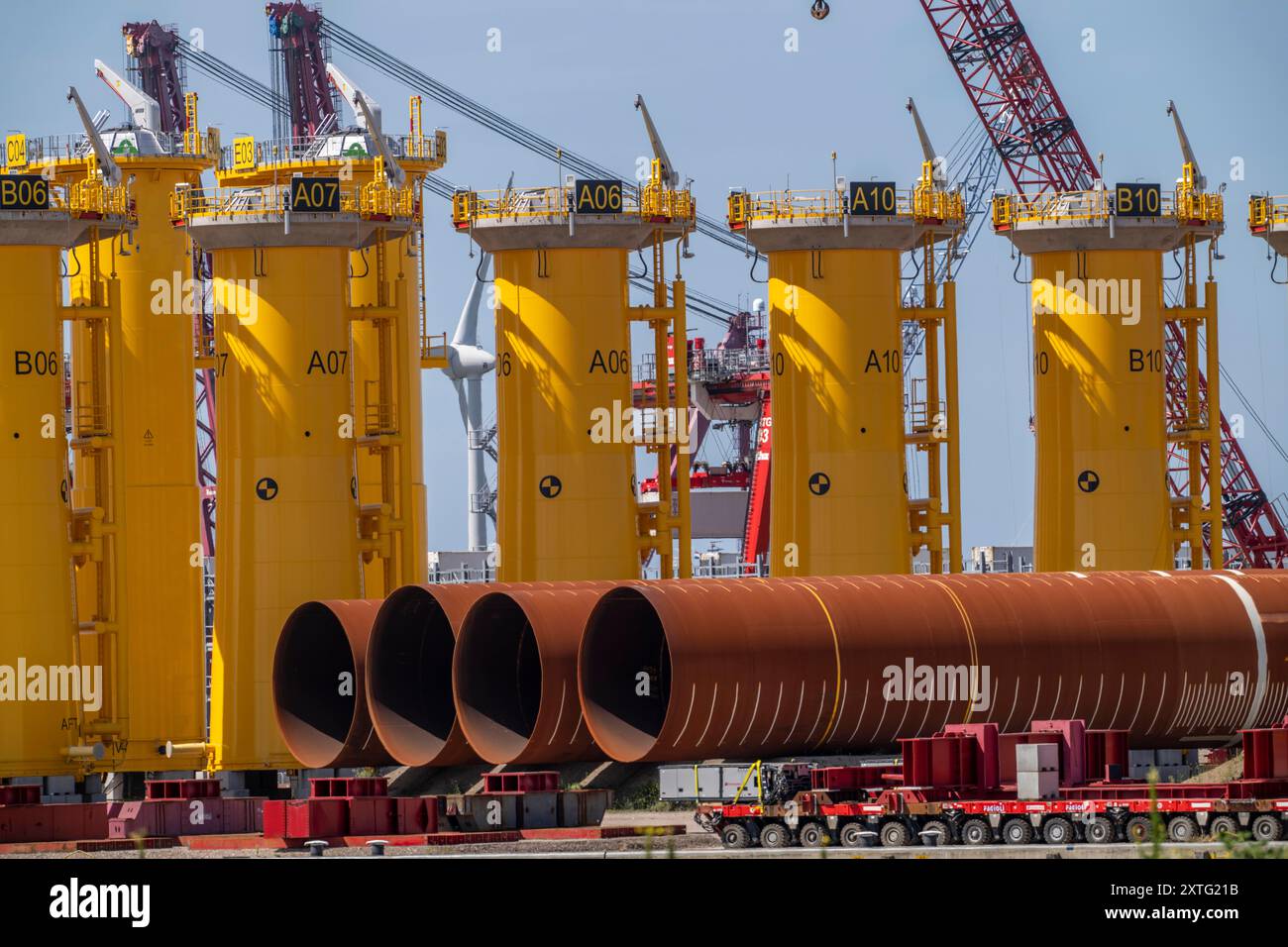 Transhipment point for offshore wind turbines, which are transported ...