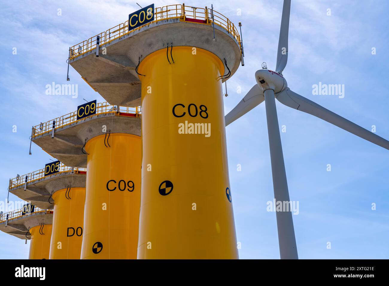 Transhipment point for offshore wind turbines, which are transported ...