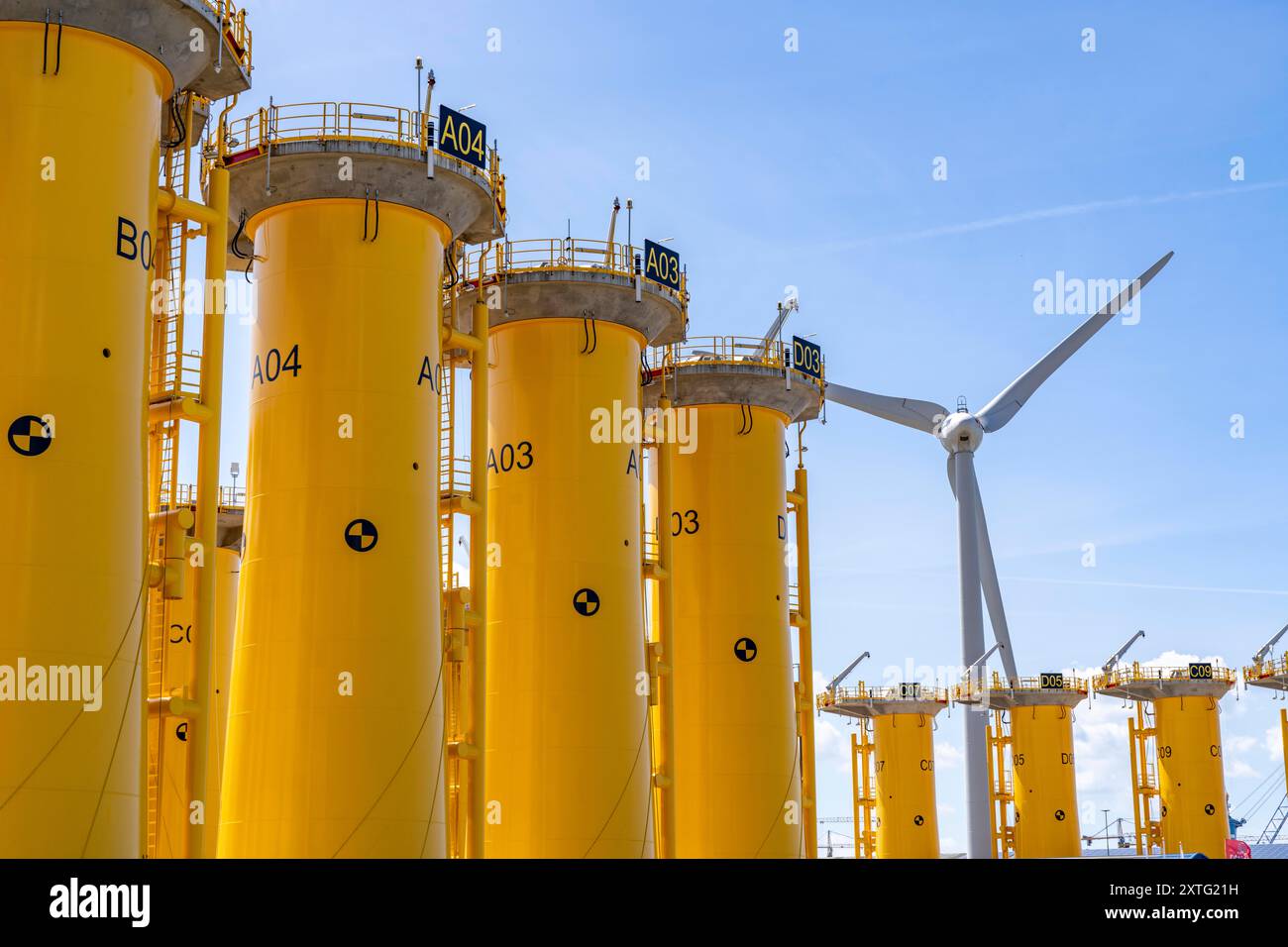 Transhipment point for offshore wind turbines, which are transported ...