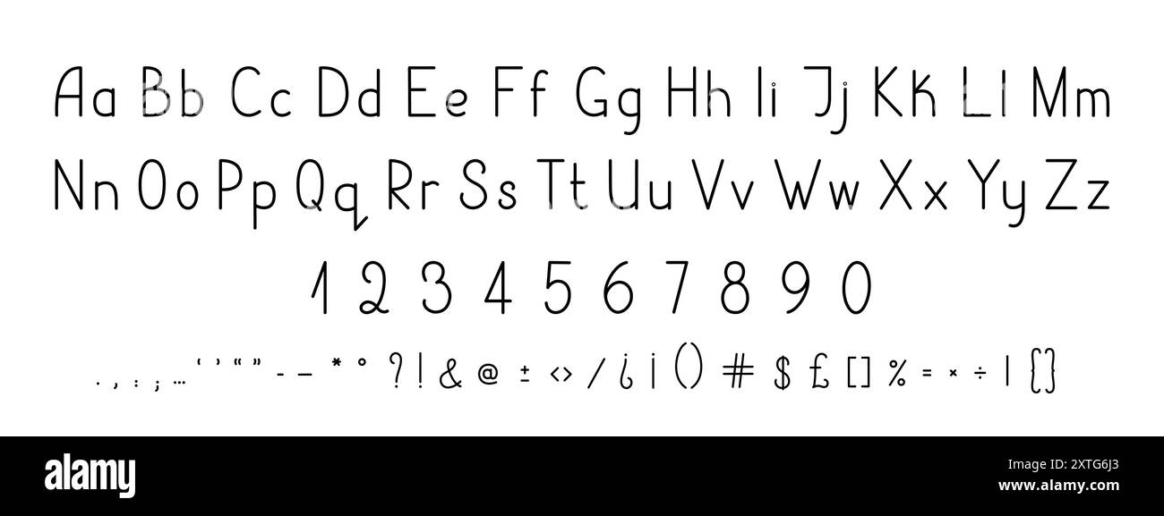 Letters of English alphabet uppercase, lowercase, numbers punctuation ...
