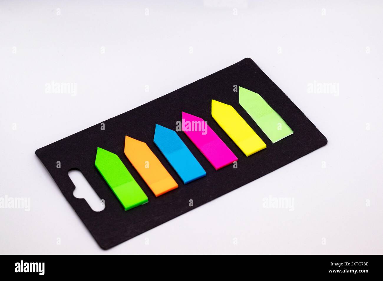 Set of multi-colored self-adhesive markers on white background Stock ...