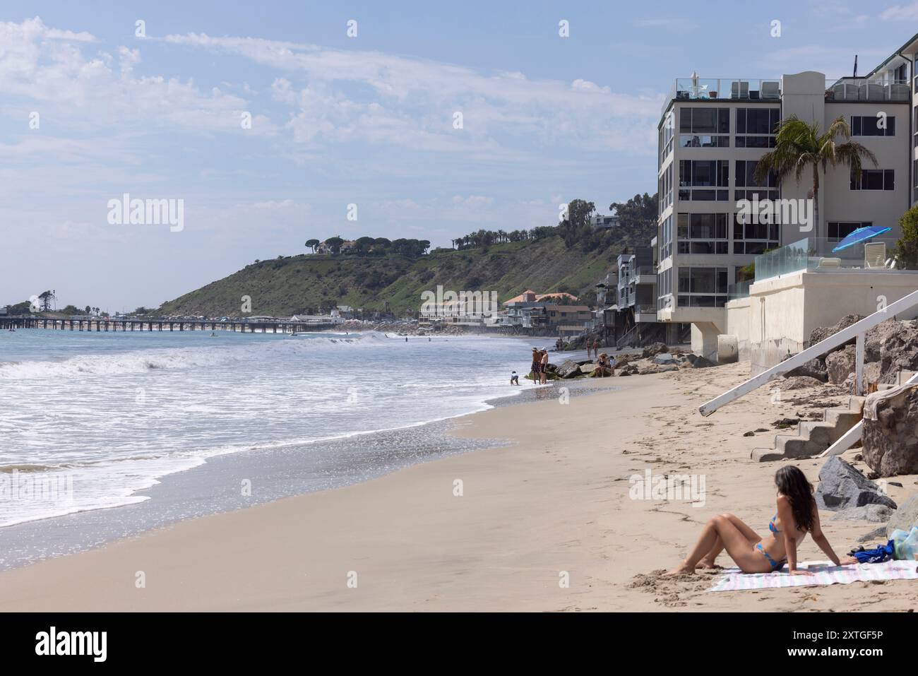 Malibu, California, USA - September 9, 2023: People enjoy the sunshine ...