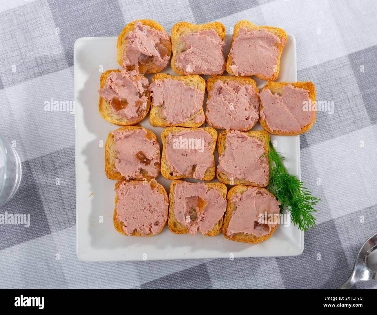 Delicious toasts with pollock liver pate - snack before lunch Stock ...