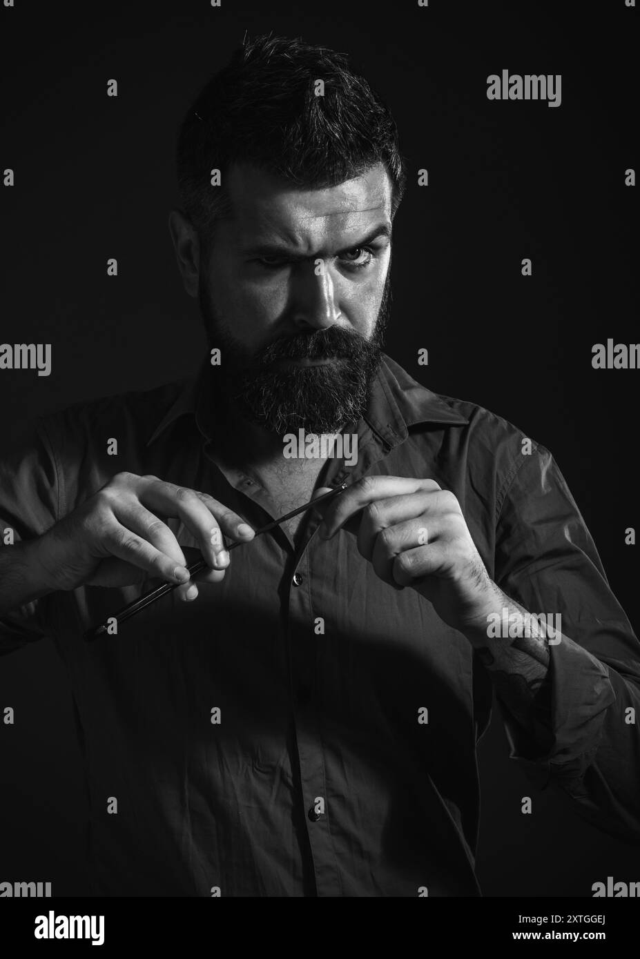 Bearded man, bearded male. Portrait of stylish man beard. Straight ... Bearded man, bearded male. Portrait of stylish man beard. Straight ...