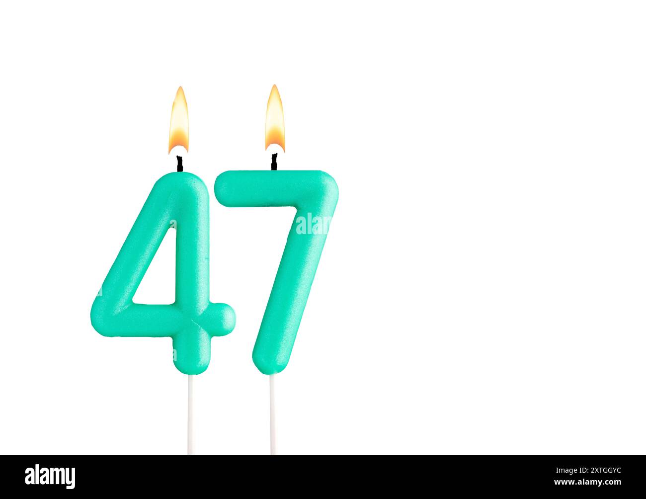 Green birthday candle on white background - Candle number 47 Stock ...