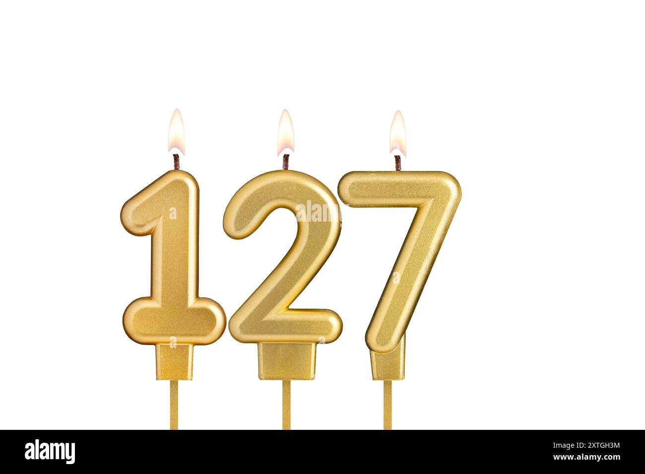 Birthday candle number 127 on white background Stock Photo - Alamy
