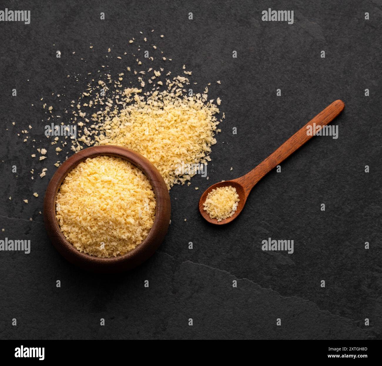 Yellow japanese panko crumbs in the spoon and bowl Stock Photo - Alamy