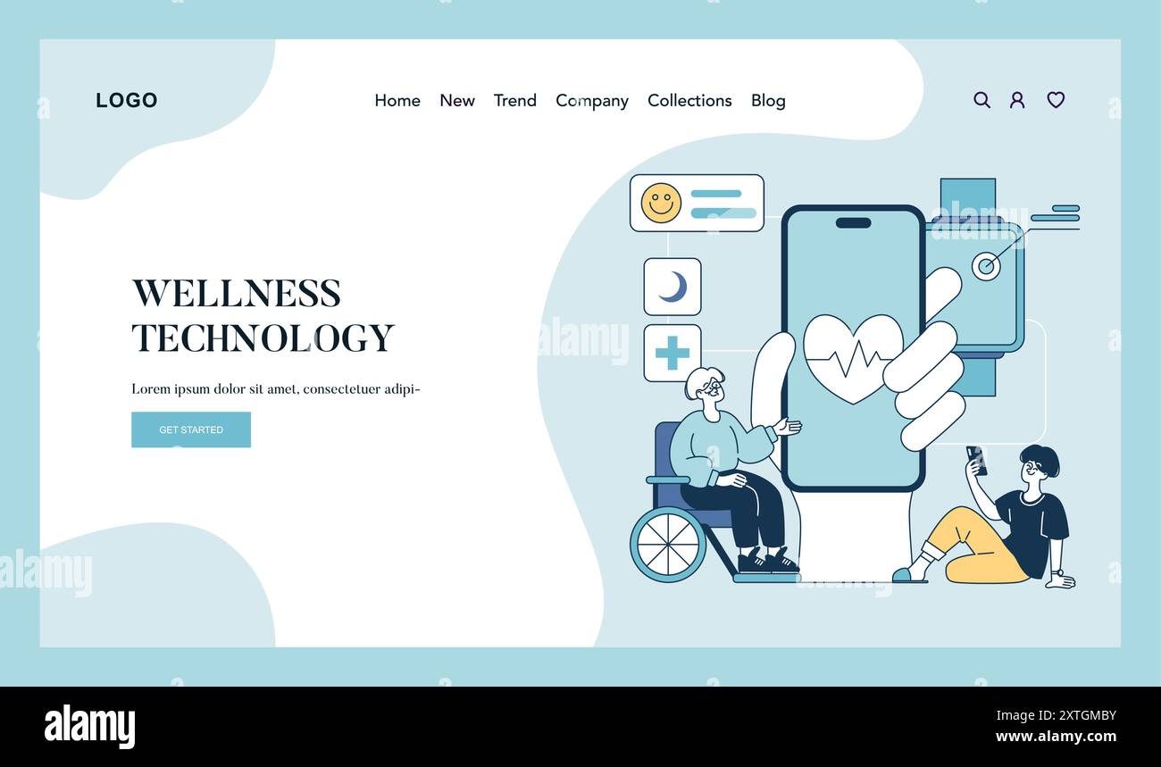 Wellness technology concept. Elderly and young using health monitoring ...
