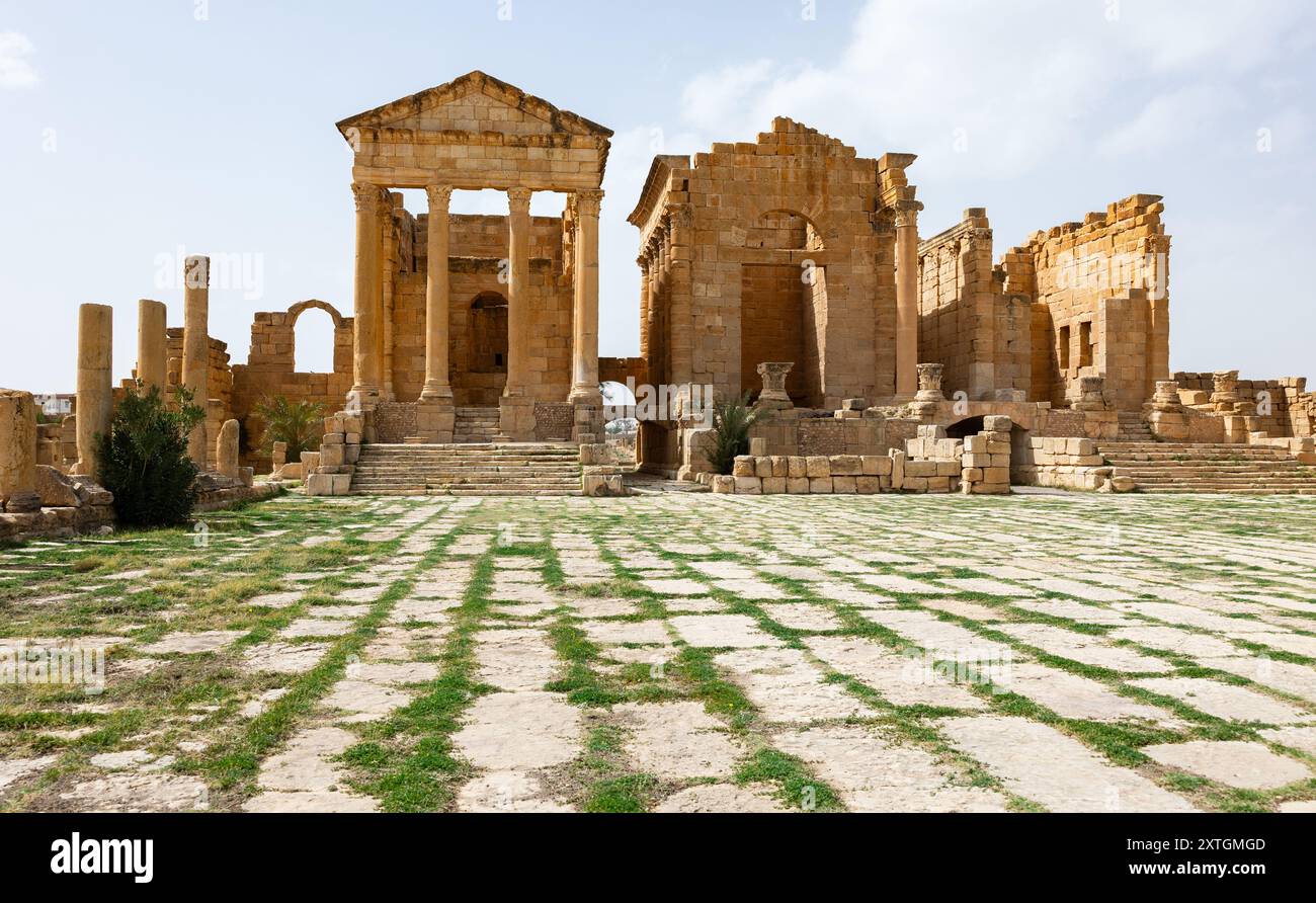 View of Capitolium Temples in archeological site of Sufetula Stock ...