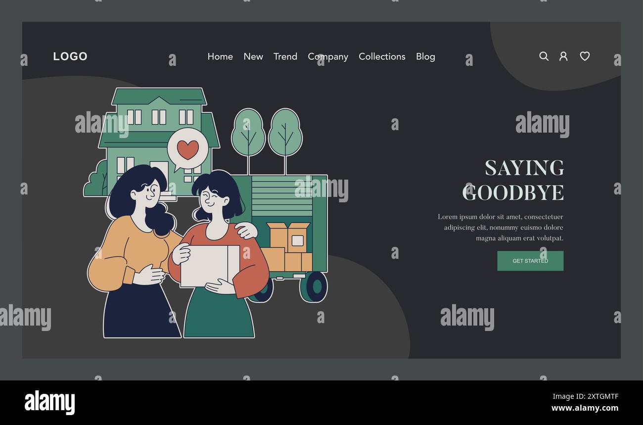 Moving Out concept. Two friends share a heartfelt farewell before ...