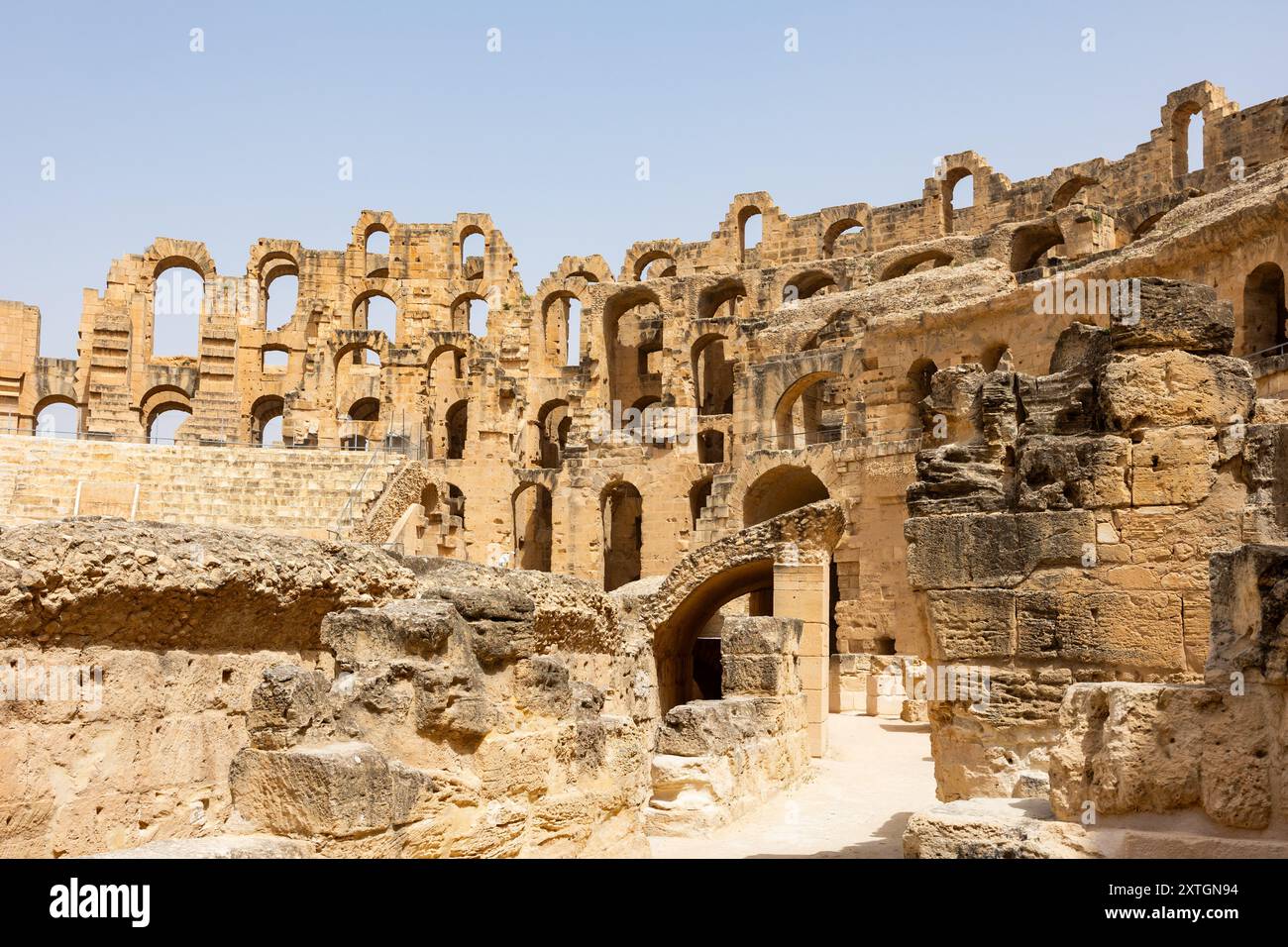 Impressive ruins of the largest colosseum in North Africa, huge Roman ...