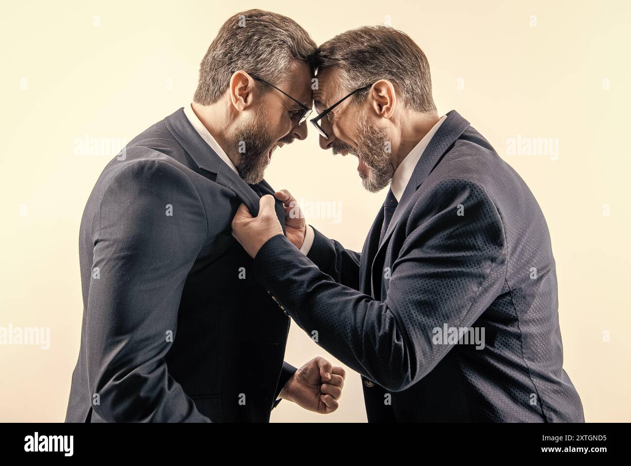 businessmen having conflict fight in business. fighting between boss ...