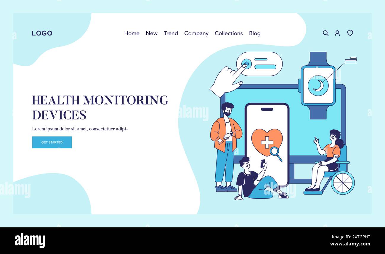 Health Monitoring Devices concept. Users engage with smart technology ...