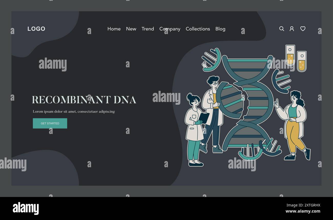 Biotechnology concept. Scientists studying and manipulating DNA strands for genetic engineering ...