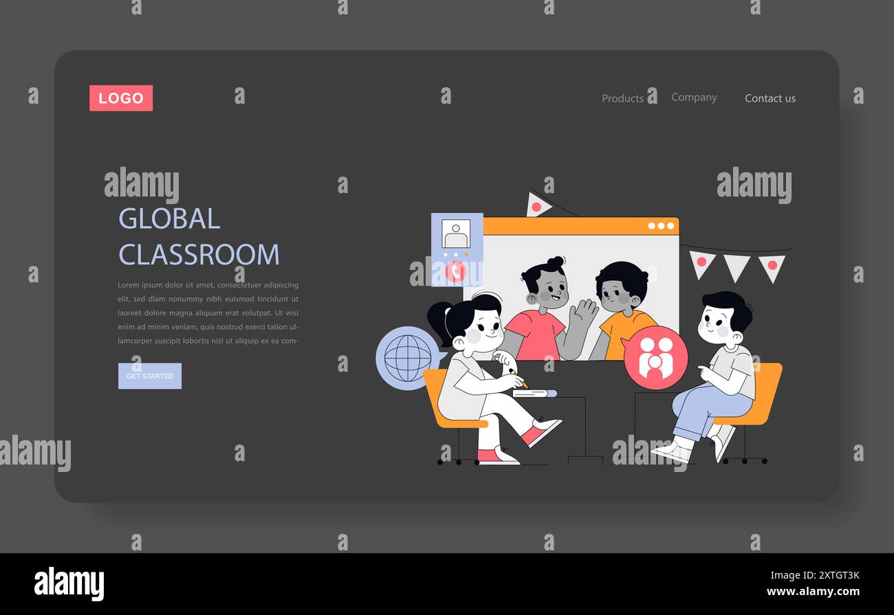 Online education concept. Students engaging in a digital classroom, highlighting the modern ...