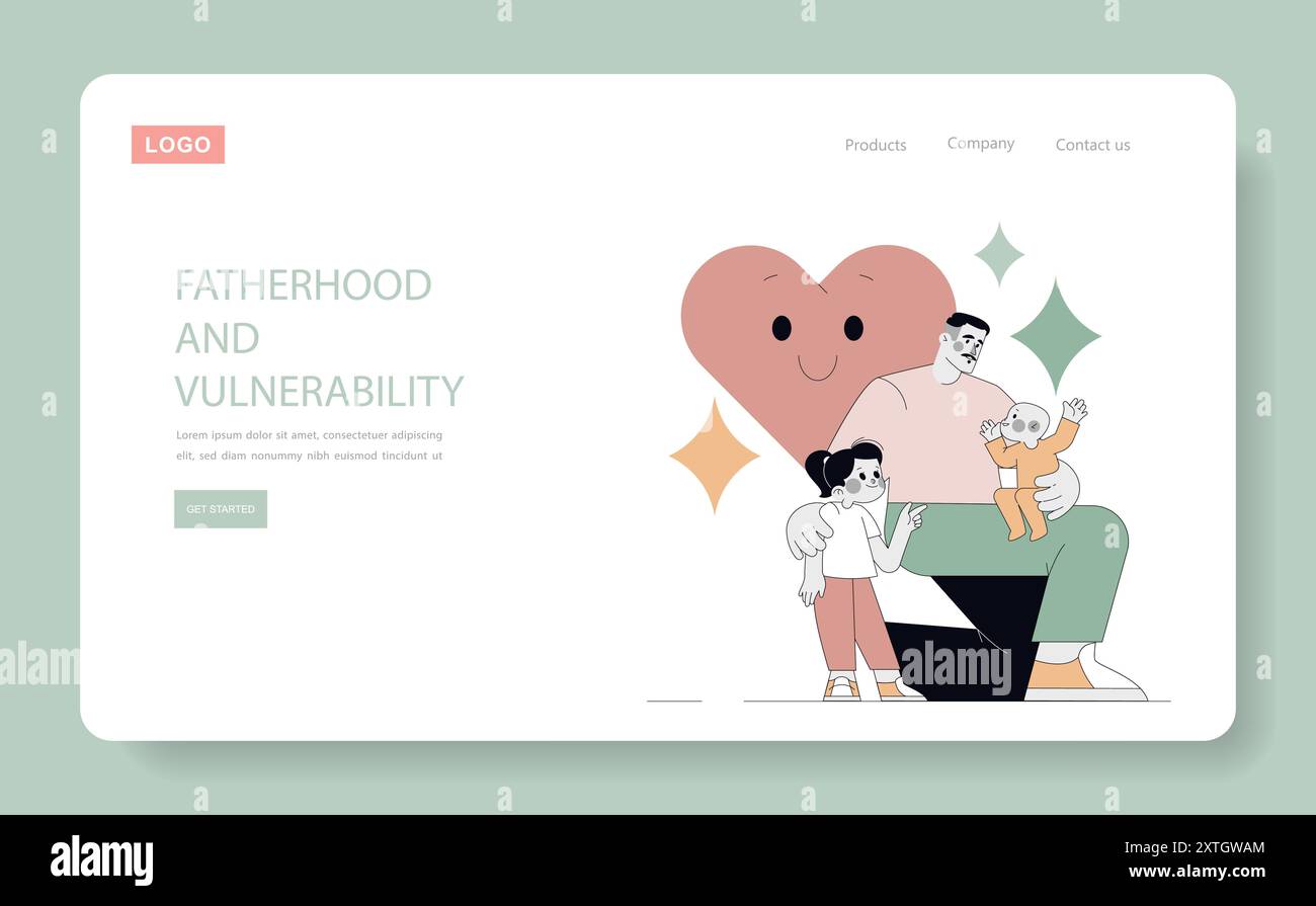 Fatherhood concept. A nurturing father with children portraying the ...