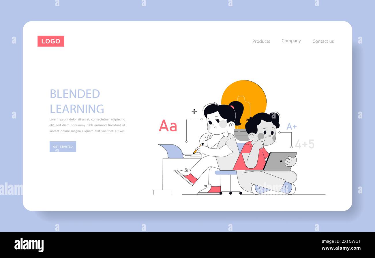 Education concept. Students engage in blended learning using digital ...