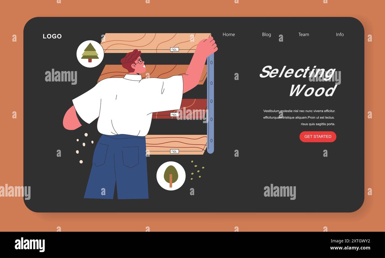 Woodworking DIY concept. A person selects timber for a project on a ...