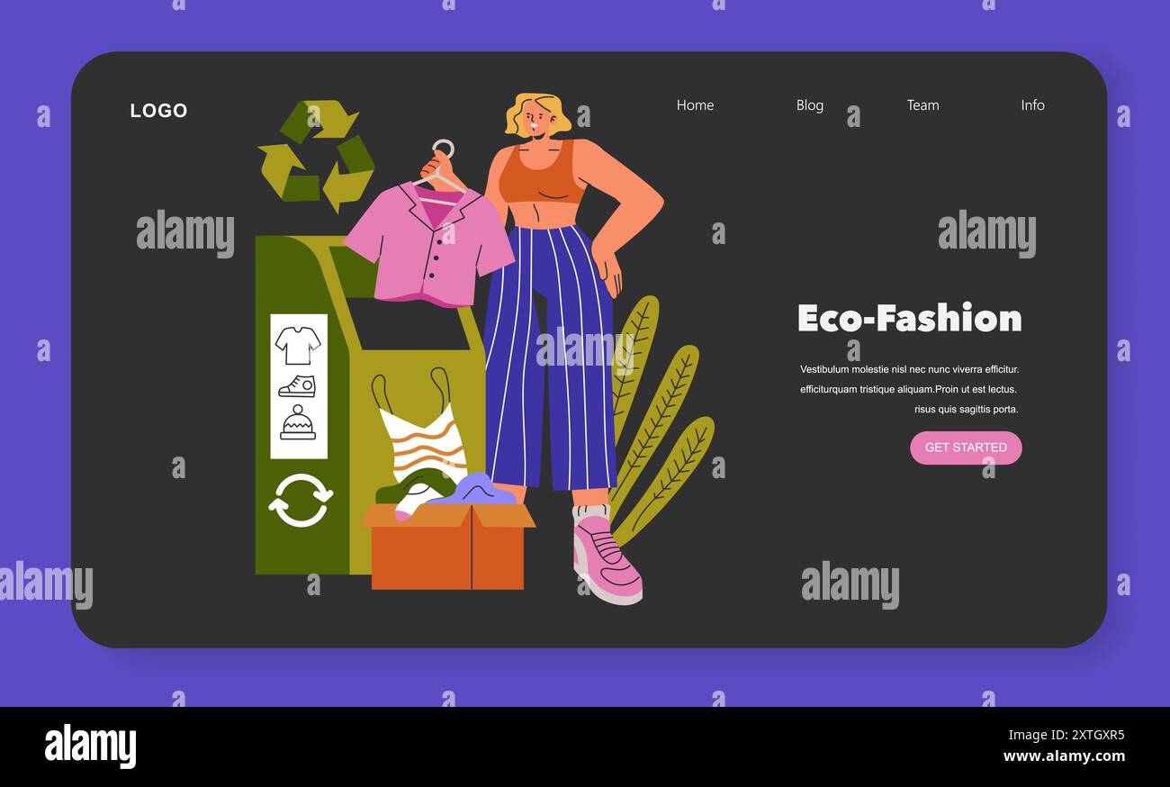 Eco-Fashion concept. Illustration of sustainable clothing and a green ...