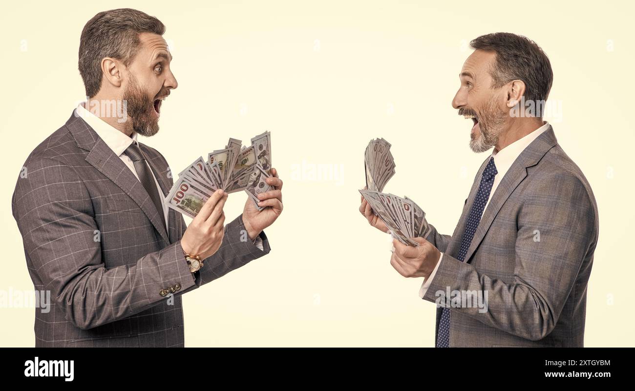 businessmen business men millionaire with money dollar cash isolated on ...