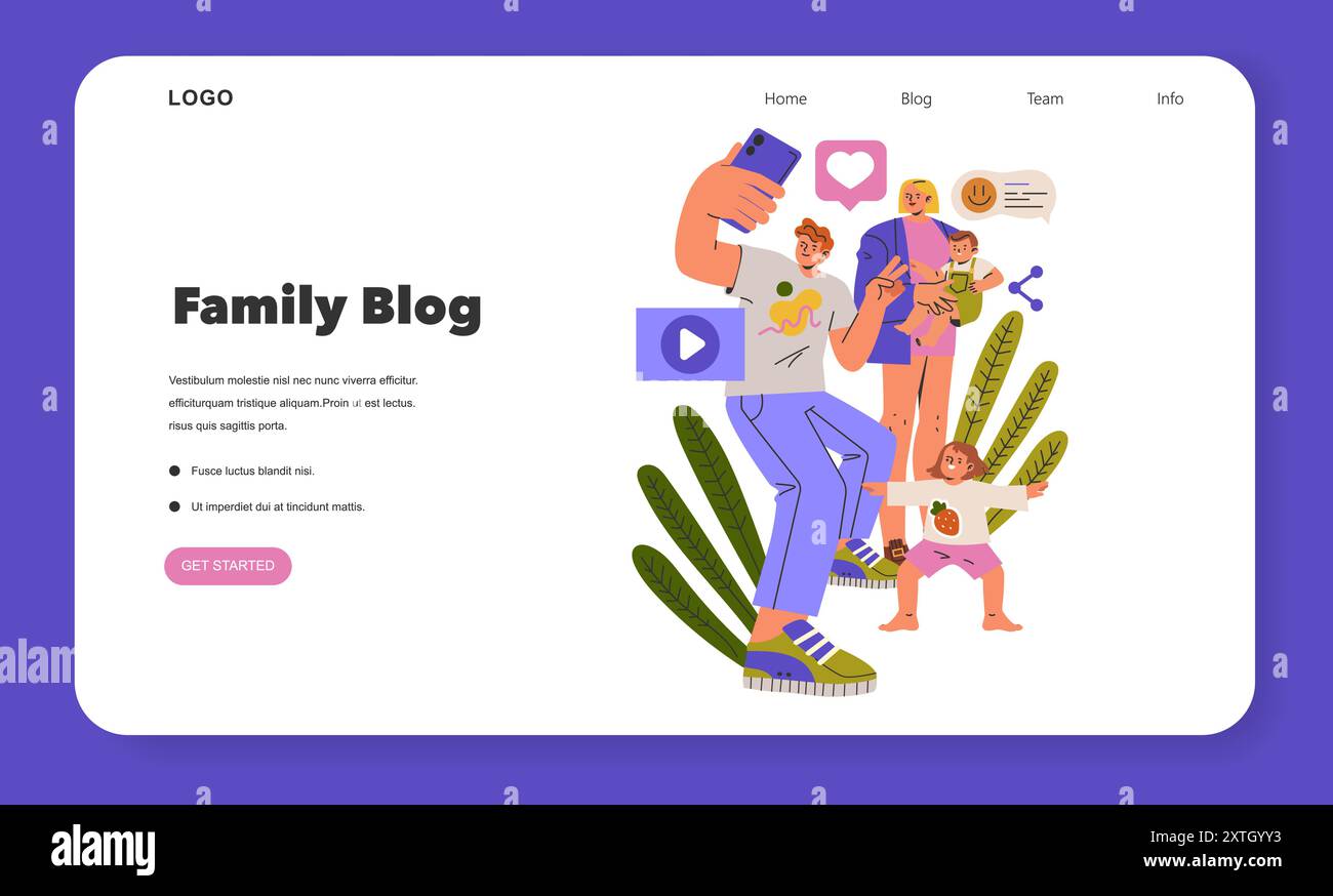 Modern Family Blog concept. An illustration featuring a diverse family ...