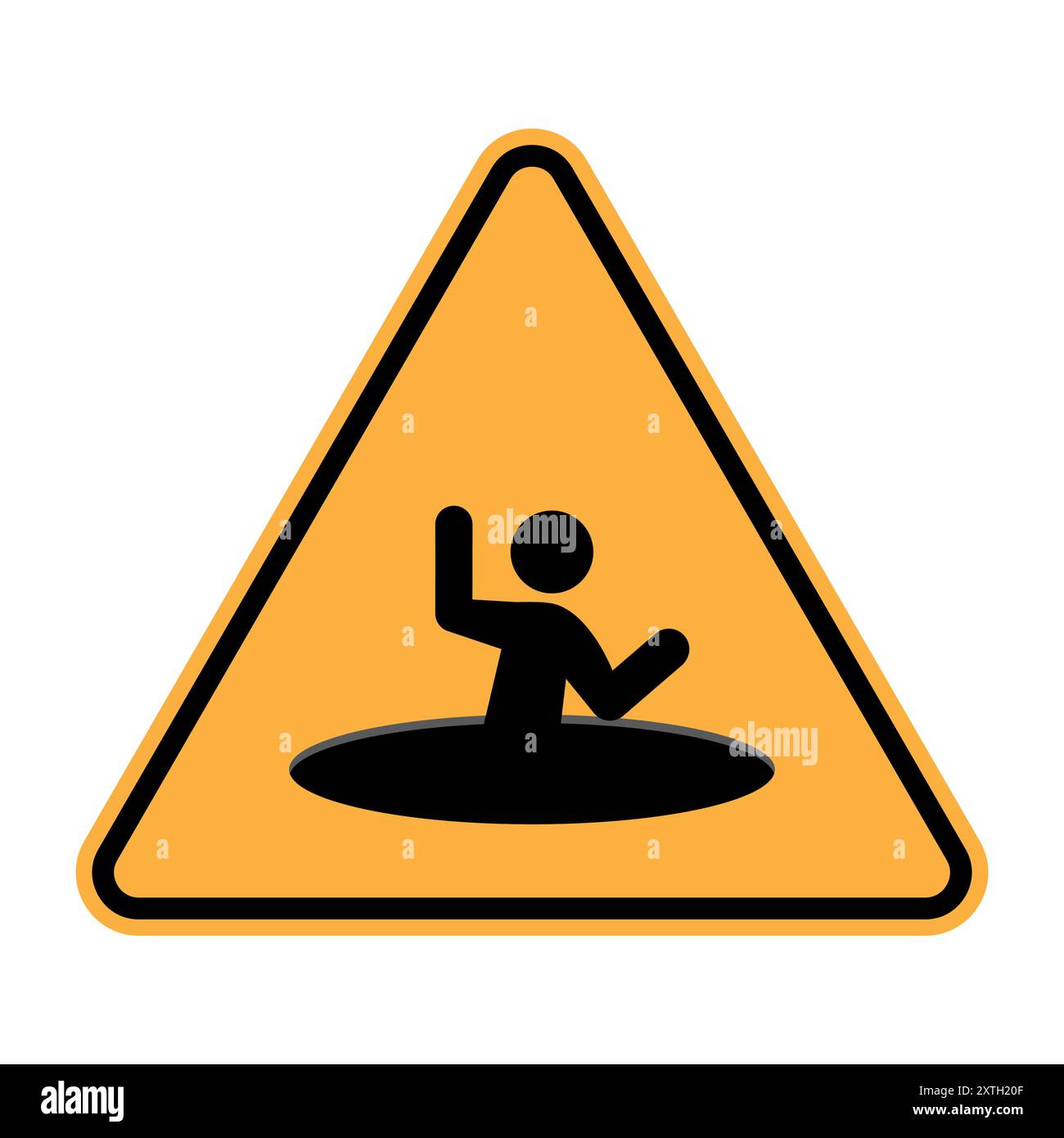 Warning sign icon. Falling hazard symbol. Yellow triangle with black ...