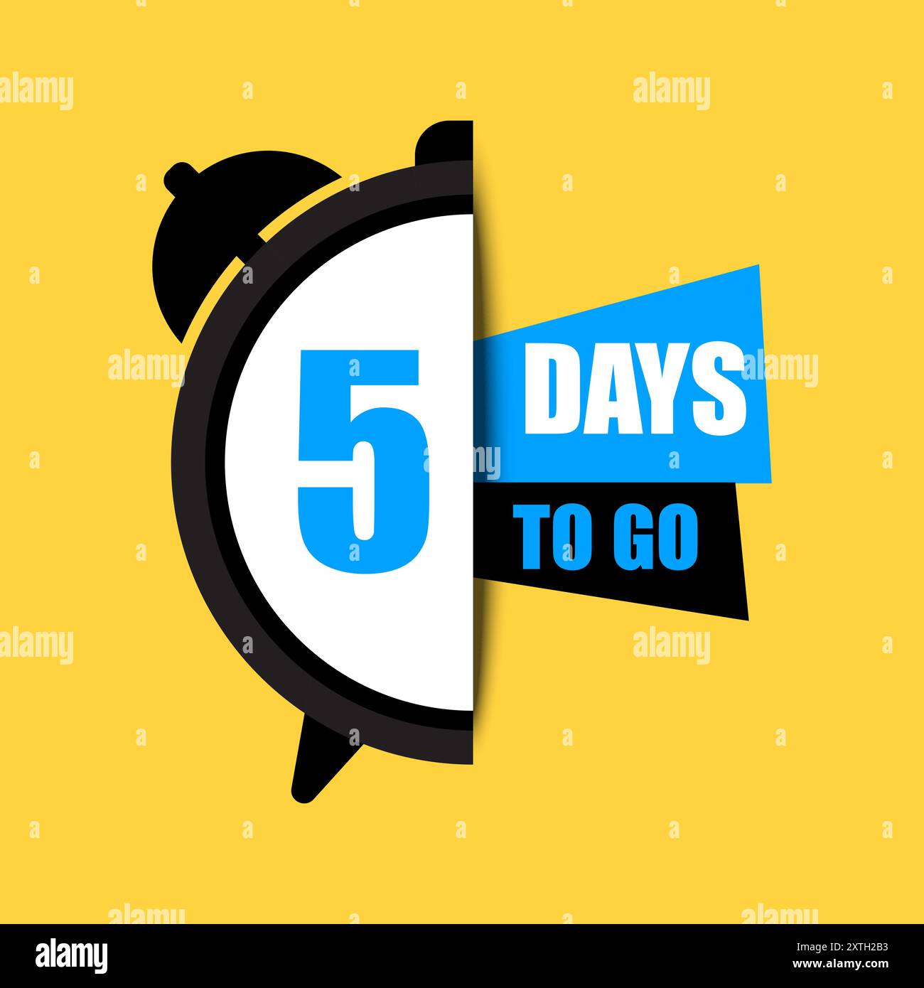 Countdown timer graphic. Number five focus. Bold 5 days to go text ...