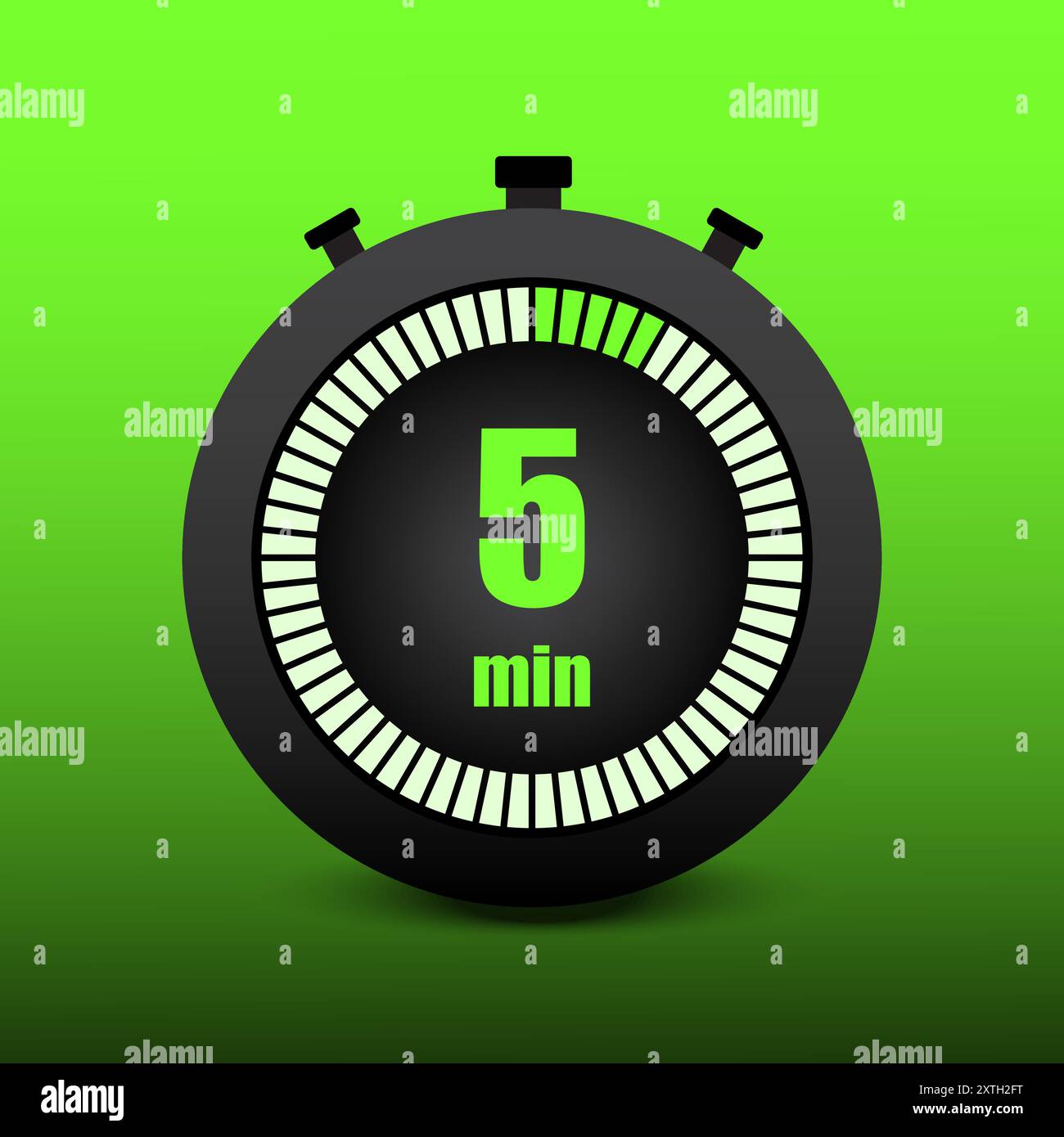 Green stopwatch icon. Five minutes. 5 minutes. Time management. Vector ...