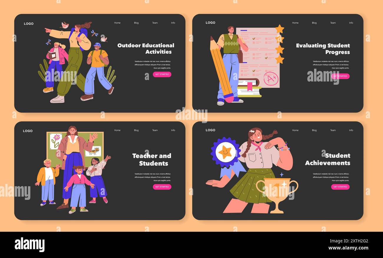 Teacher profession set. Illustrating diverse educational scenarios. Engaging with students ...