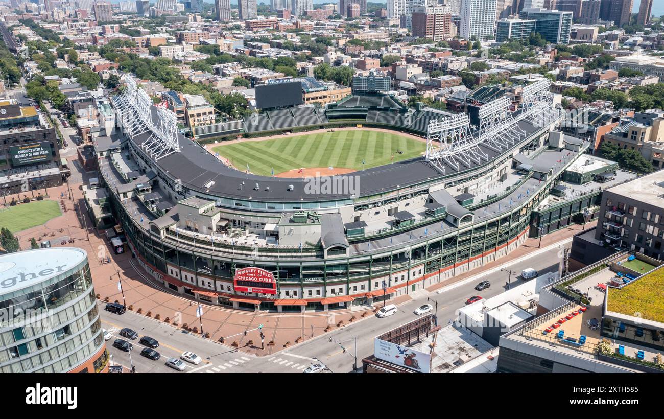 An aerial view of Major League Baseball's Chicago Cubs' Wrigley Field ...