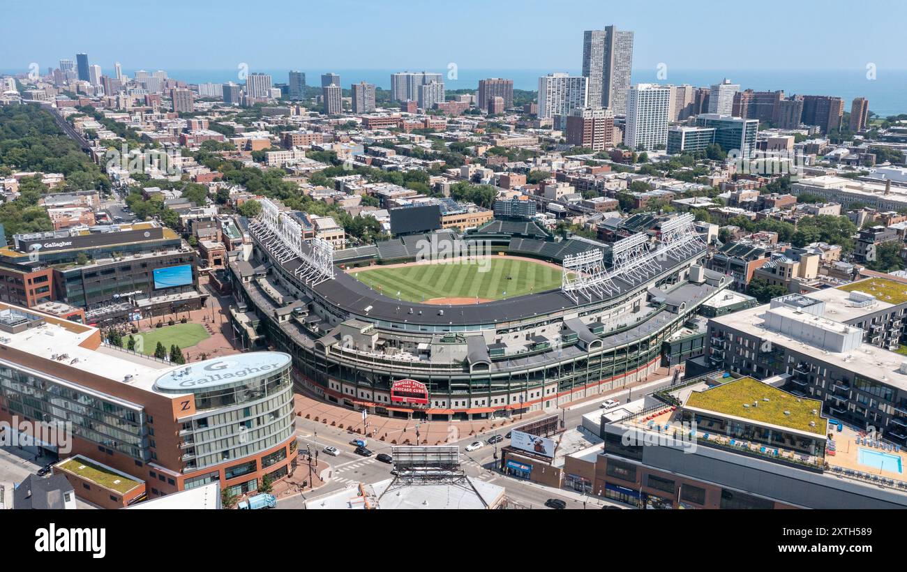 An aerial view of Major League Baseball's Chicago Cubs' Wrigley Field ...