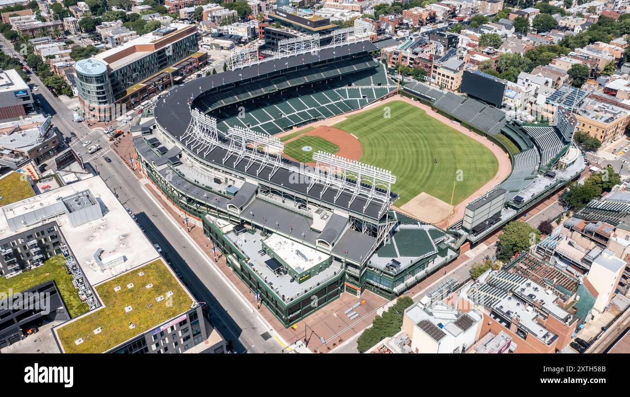 An aerial view of Major League Baseball's Chicago Cubs' Wrigley Field ...